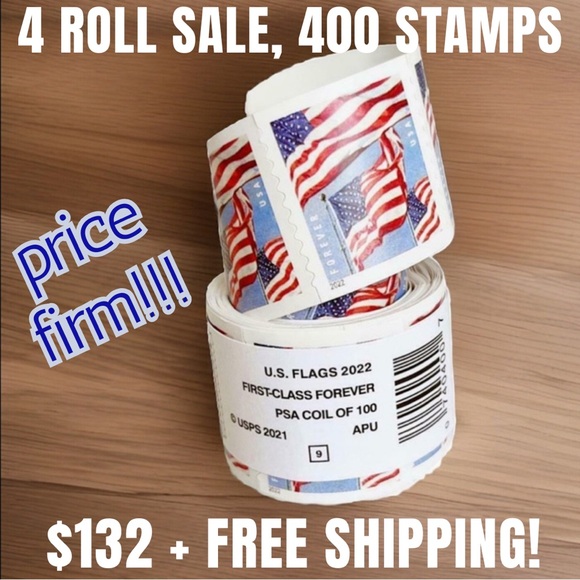 USPS | Office | New Authentic 4 X 0 Coils 400 Total 2022 Us Flag ...
